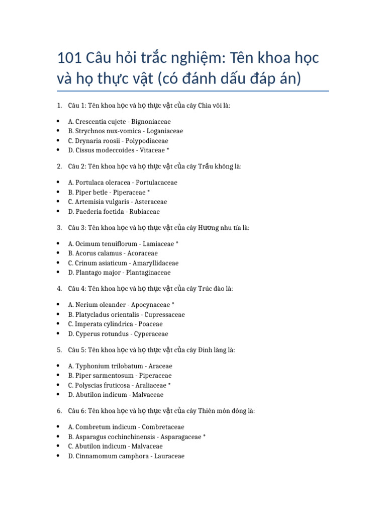 101 Cau Hoi Trac Nghiem Khong Trung Dapan | PDF
