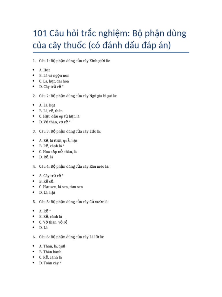 101 Cau Hoi Bo Phan Dung Dapan | PDF