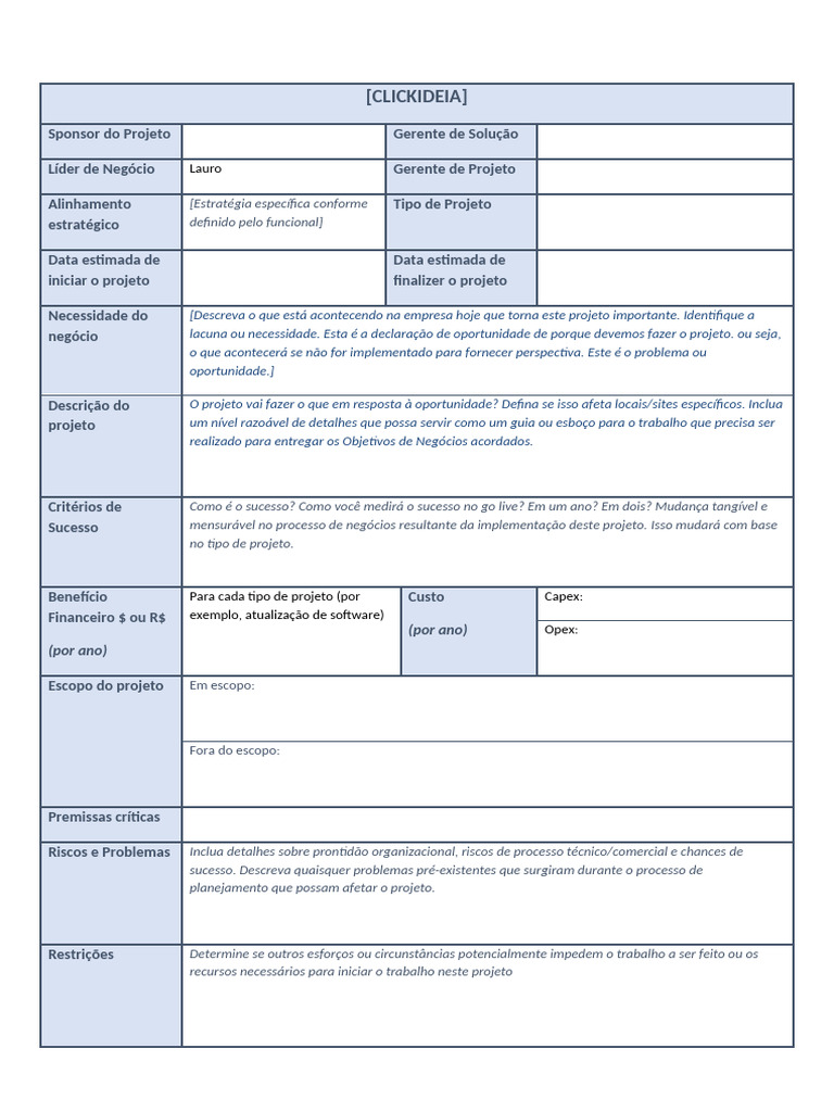 01 PT Project Charter Template | PDF