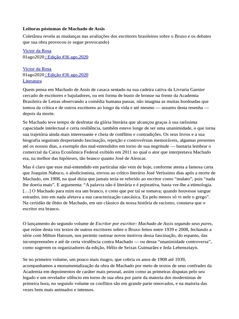 Machado Victor | PDF | Crítica