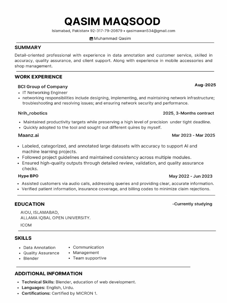 Qasim Cv | PDF