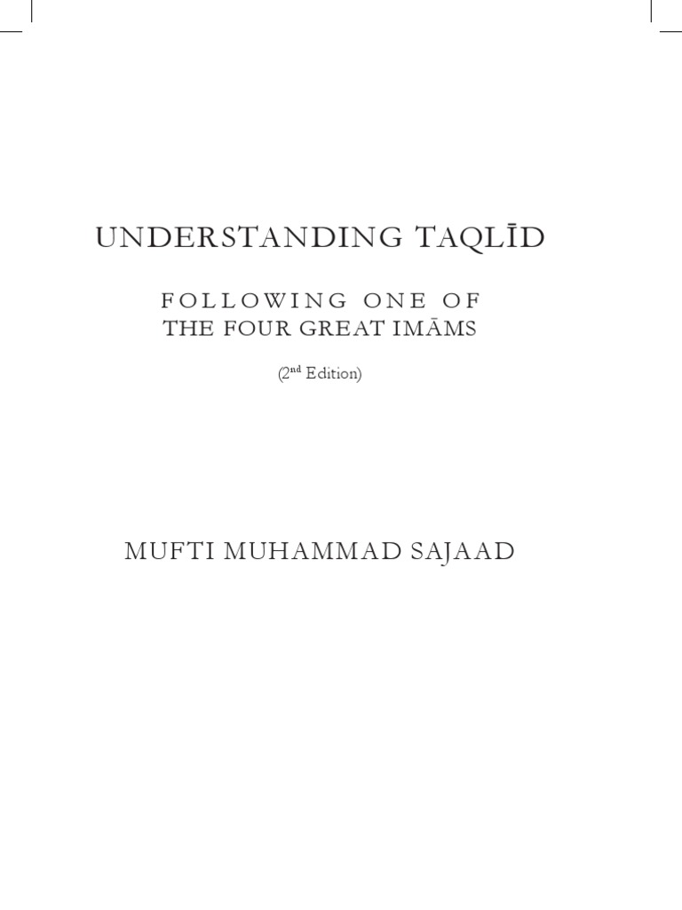 Understanding Taqleed 2nd Edition | PDF