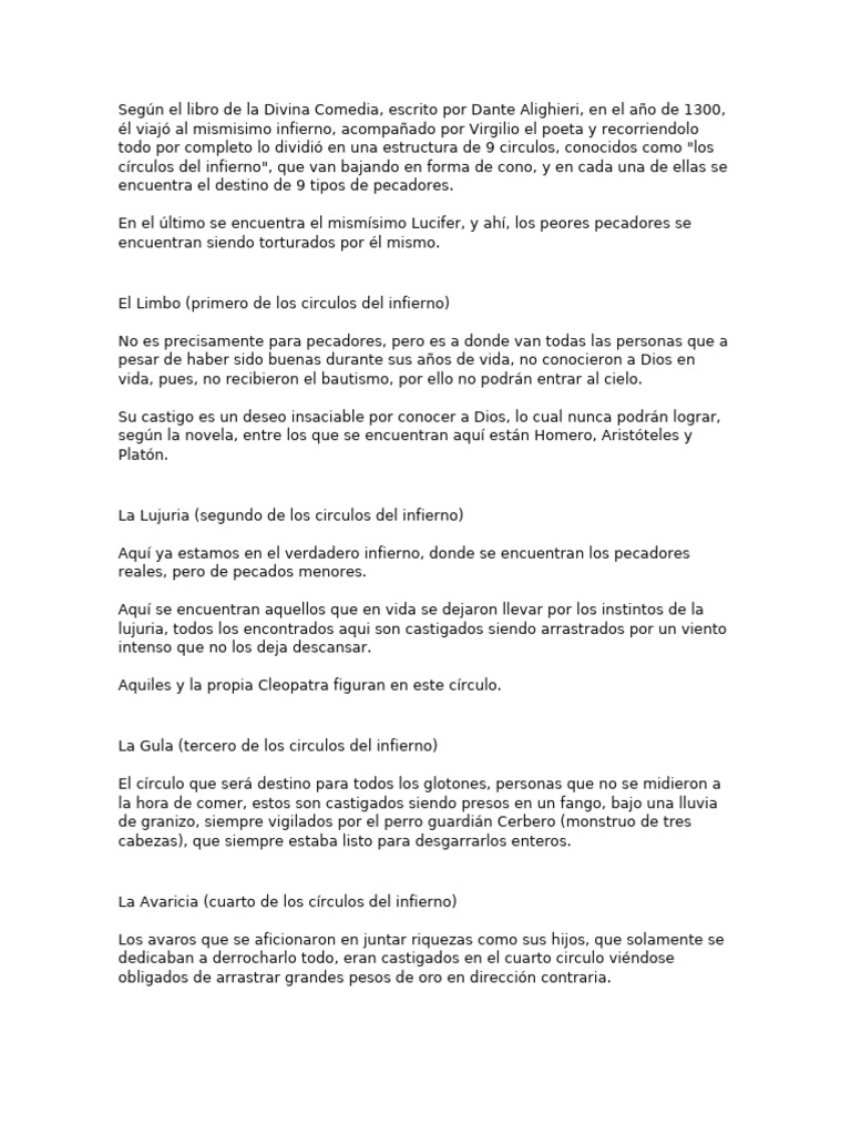 Según El Libro de La Divina Comedia | PDF | Infierno (Dante) | Creencia ...