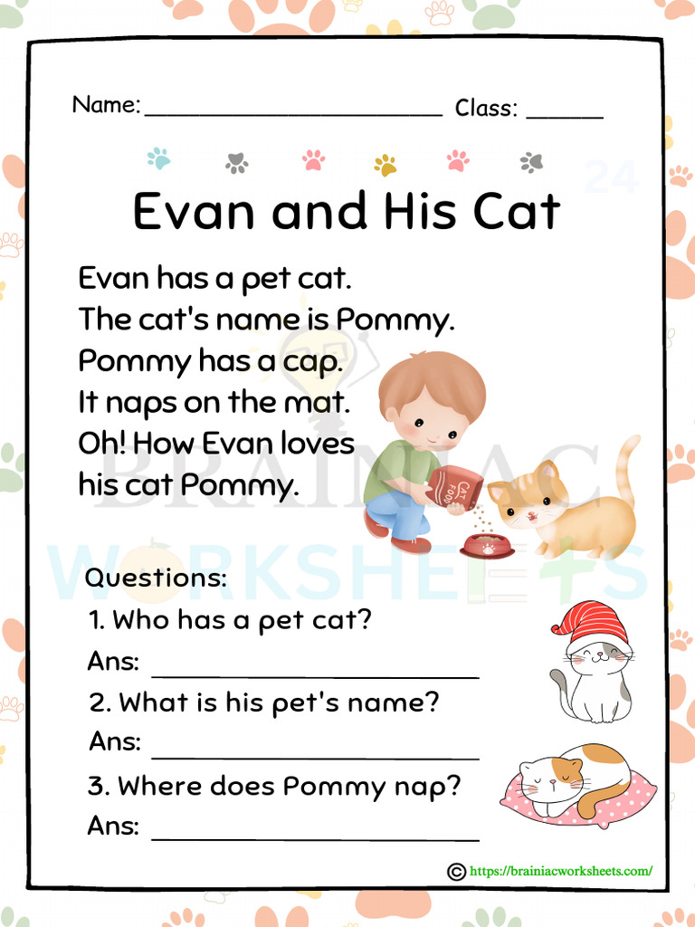 Evan's Cat Pommy: Quiz Questions | PDF