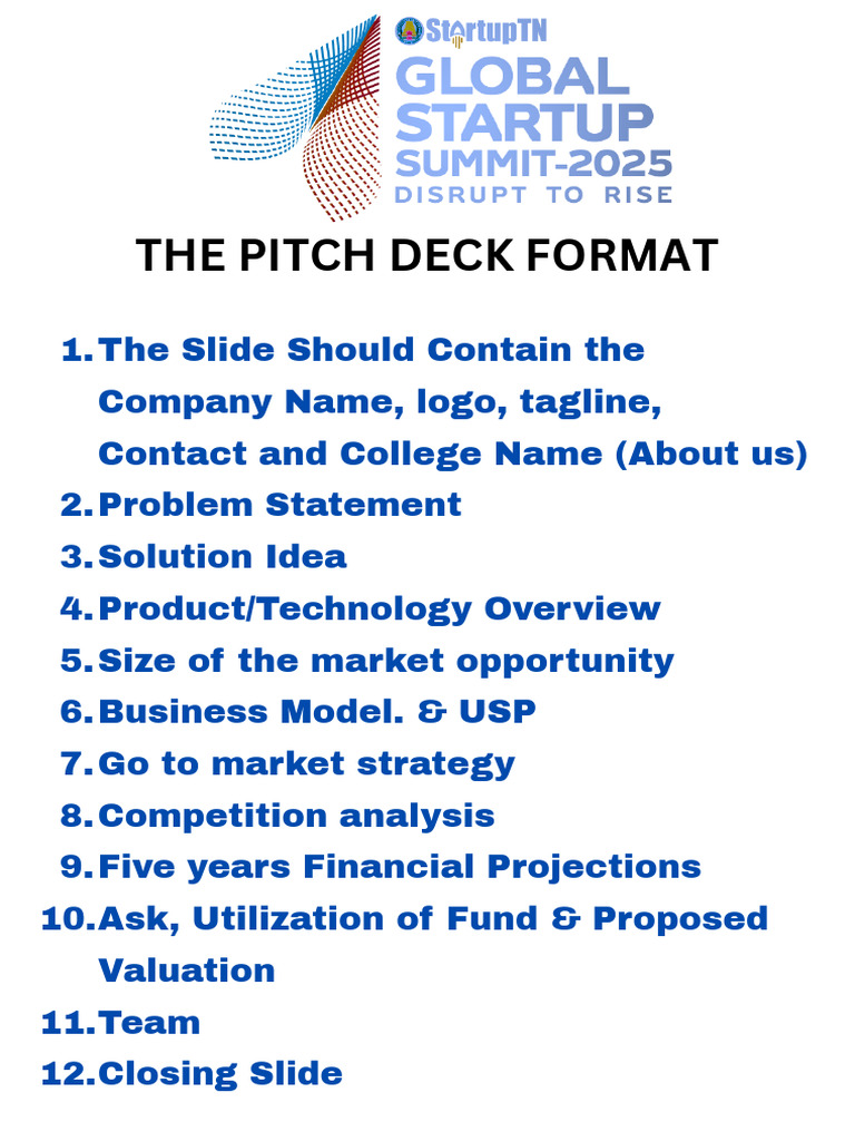 The PITCH DECK FORMAT The Slide Should Contain The Company Name, Logo ...