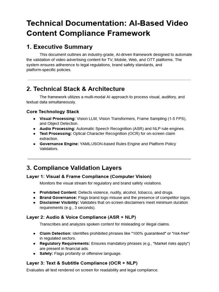 AI Video Compliance Framework Guide | PDF | Regulatory Compliance ...