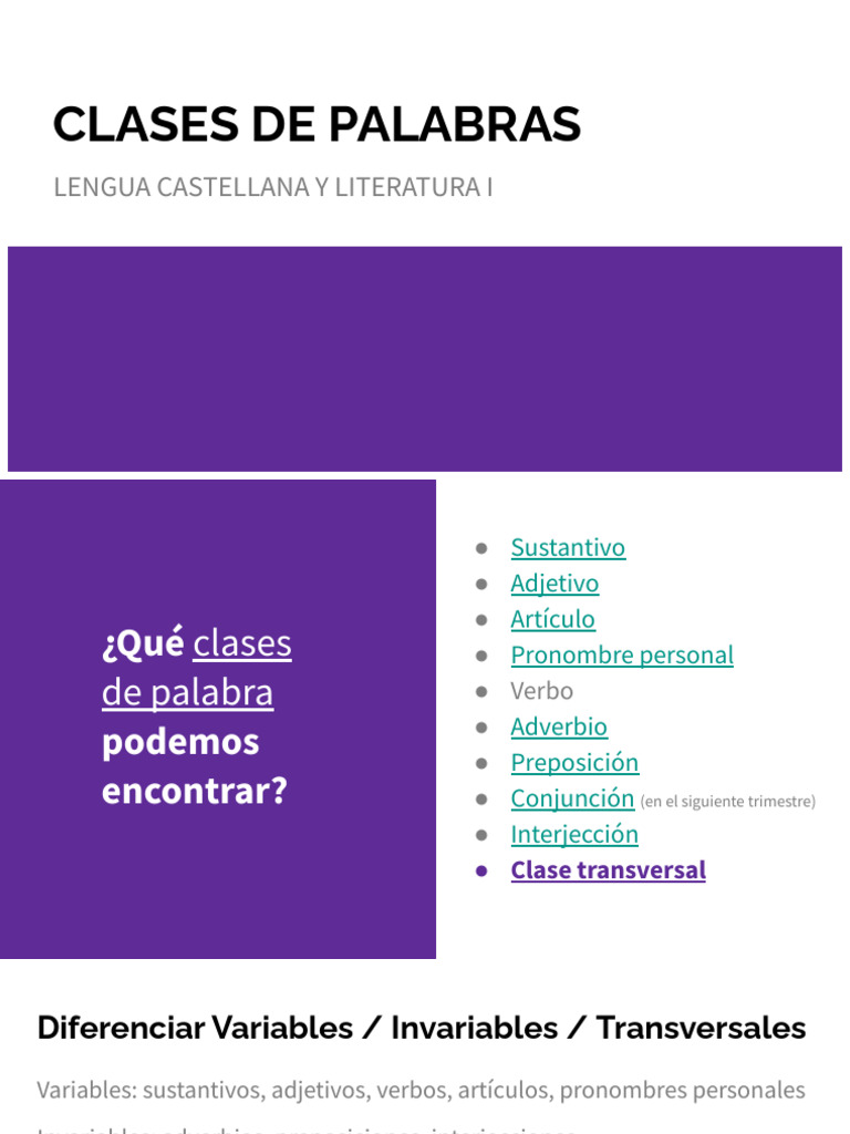 Clases de Palabras | PDF | Sustantivo | Adjetivo