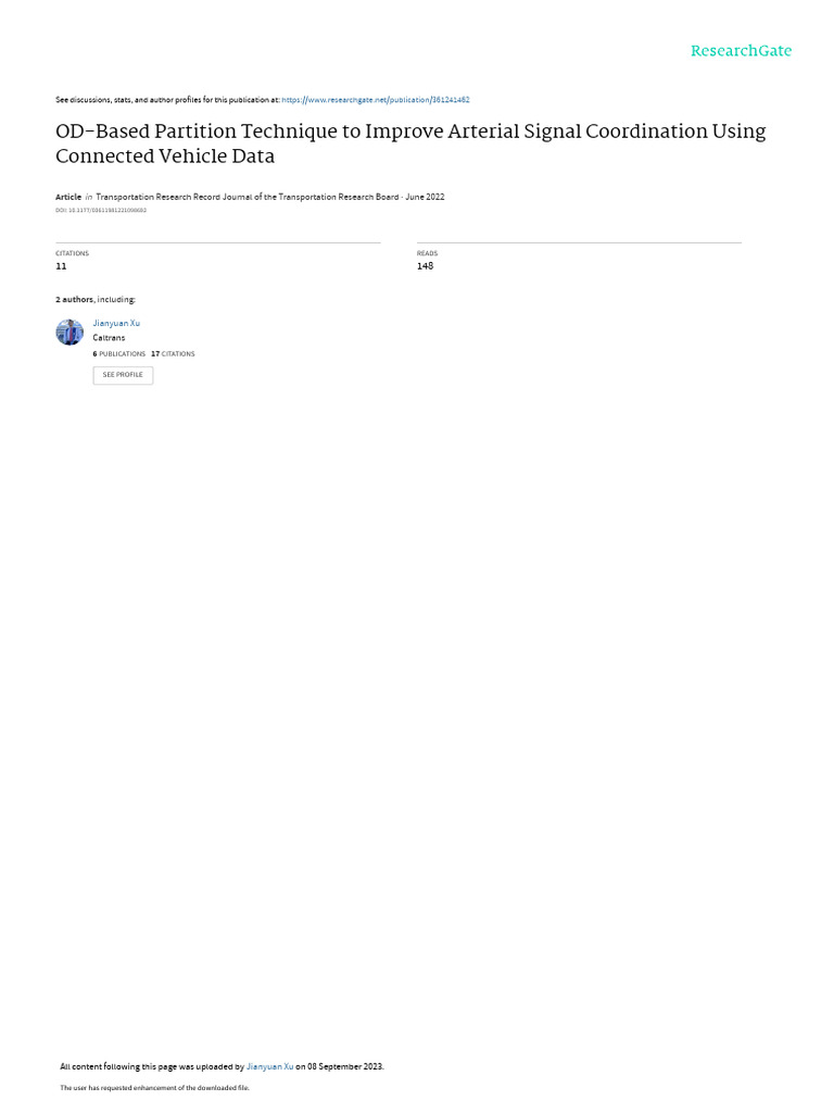 Improve Arterial Signal Coordination Using OD Data | PDF | Traffic ...