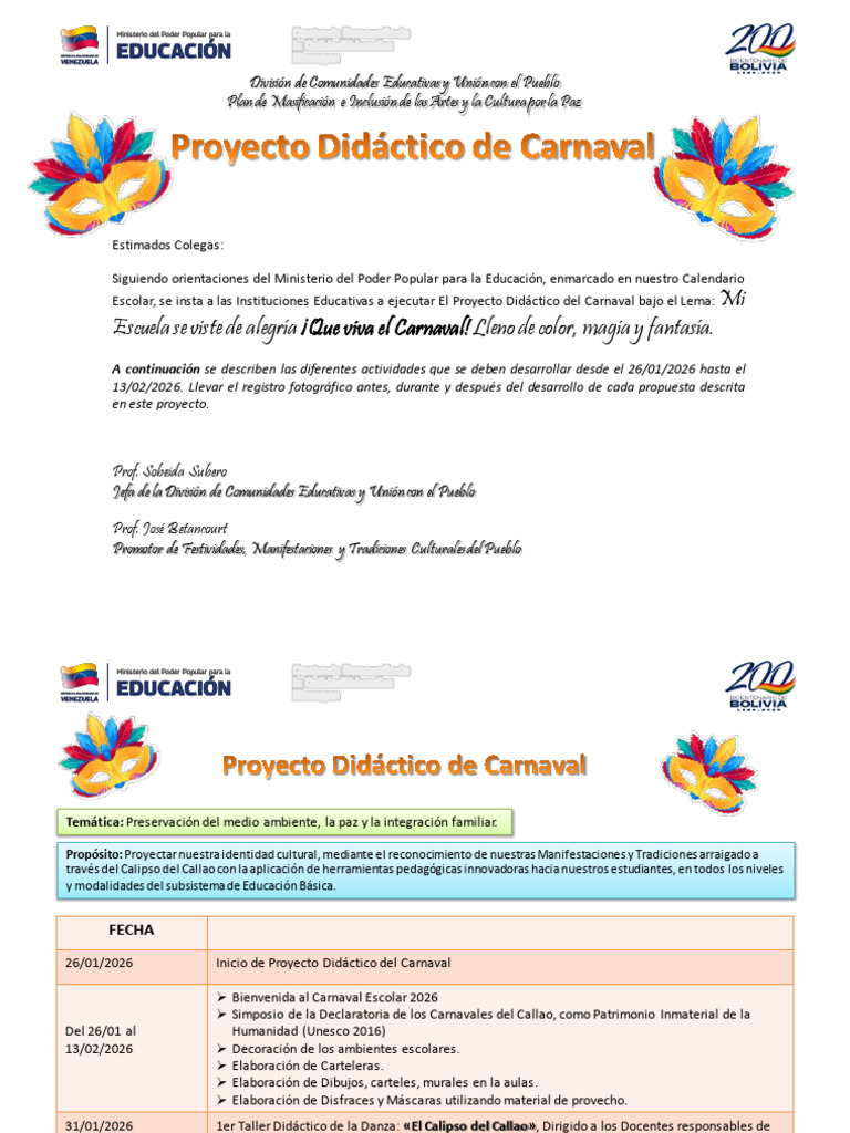 Proyecto Didáctico del Carnaval 2026 | PDF | Carnaval