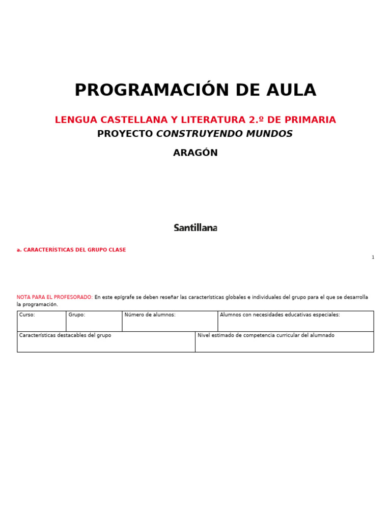 307667_Programacion de aula_2Prim_Lengua_Castellana_CM_ARAGON | PDF | Aprendizaje | Comunicación
