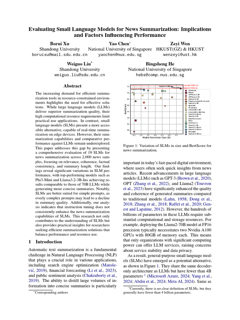 Evaluating Small Language Models for News Summarization | PDF