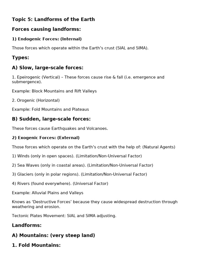 Forces Shaping Earth's Landforms | PDF | Mountains | Plateau
