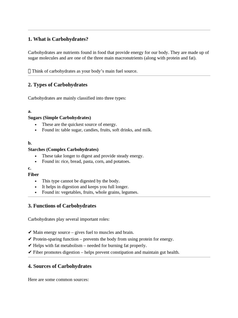 Understanding Carbohydrates: Types & Functions | PDF