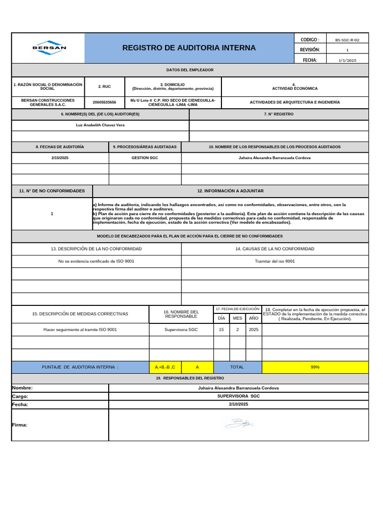 Gy Sgc r 02 Registro de Auditoria | PDF | Auditoría