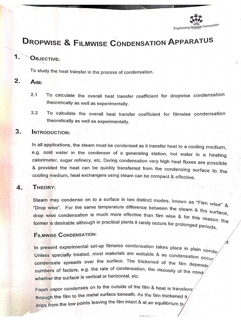 Dropwise & Filmwise Condensation Apparatus | PDF