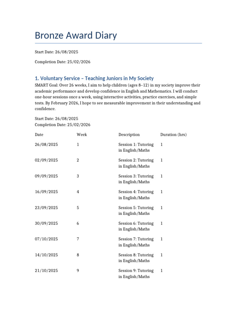 Bronze_Award_Diary | PDF