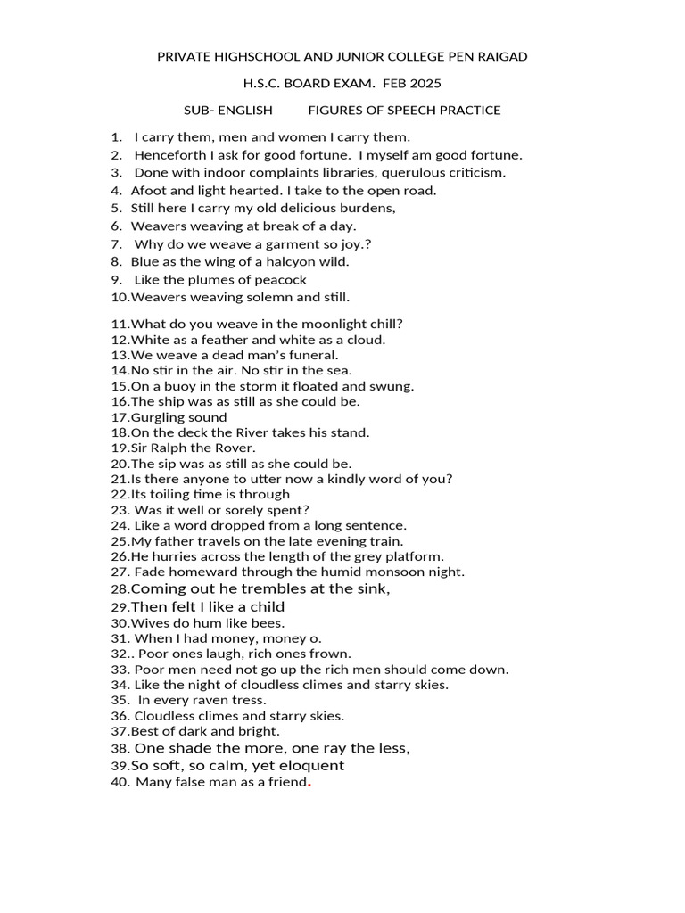 Figures of Speech Practice | PDF