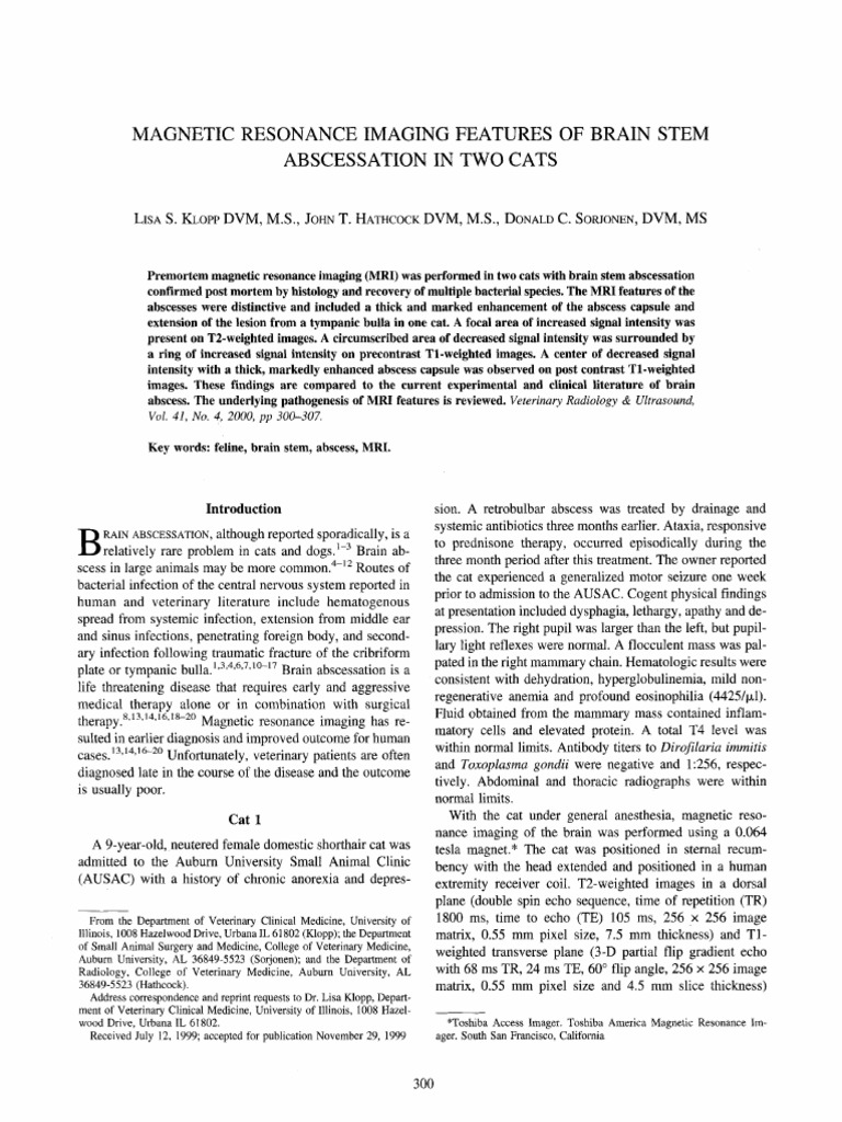 8. MRI features of BSA in 2 cats | PDF | Magnetic Resonance Imaging ...
