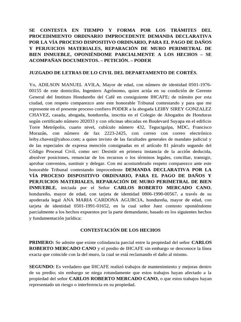 Contestación de demanda, Grupo 1 | PDF | Demanda judicial | Testigo experto