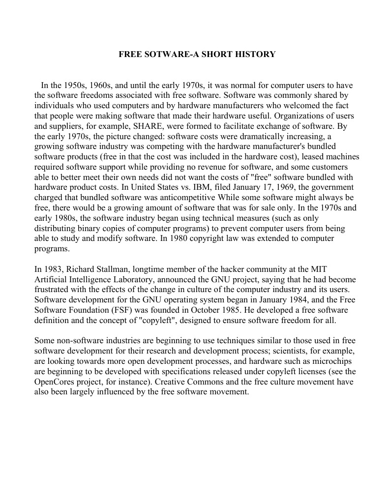 History of Free Software Movement | PDF