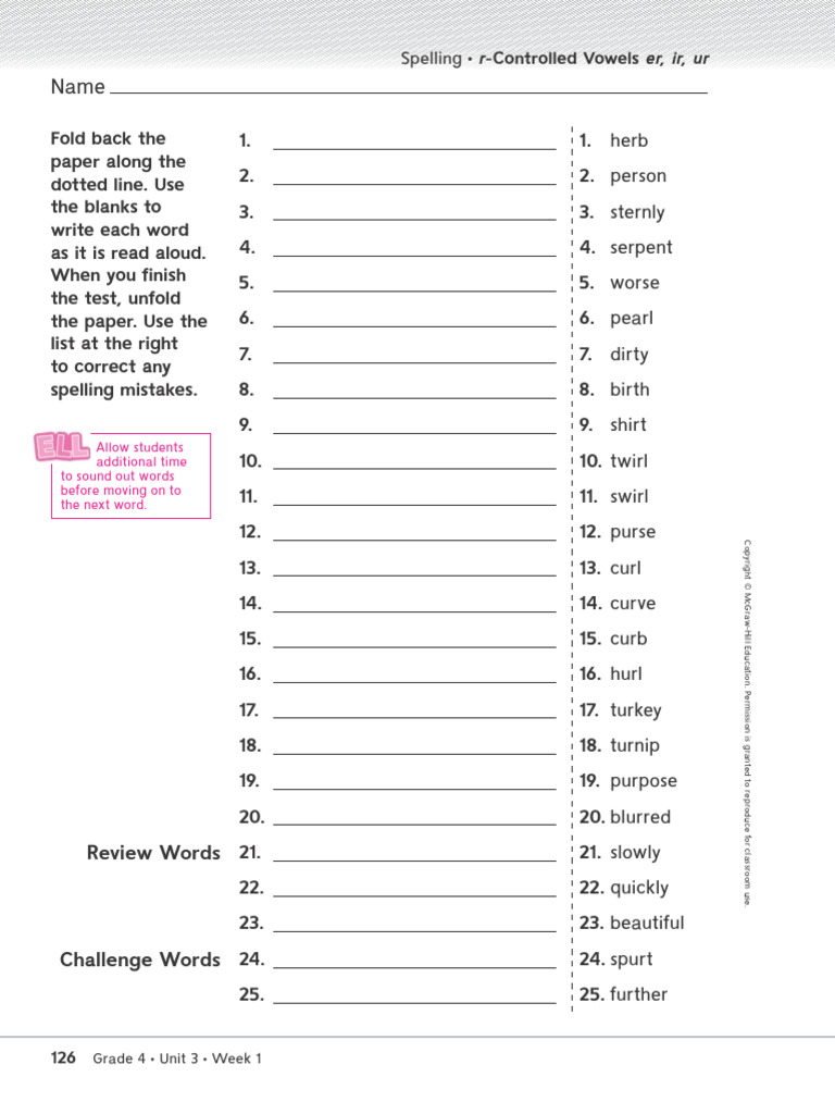 Spelling Practice: r-Controlled Vowels | PDF | Phonics | Languages