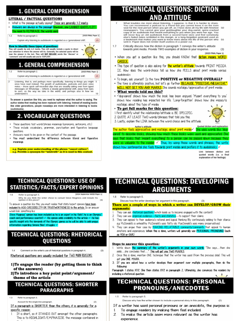 Paper 1 Prep - Handout | PDF