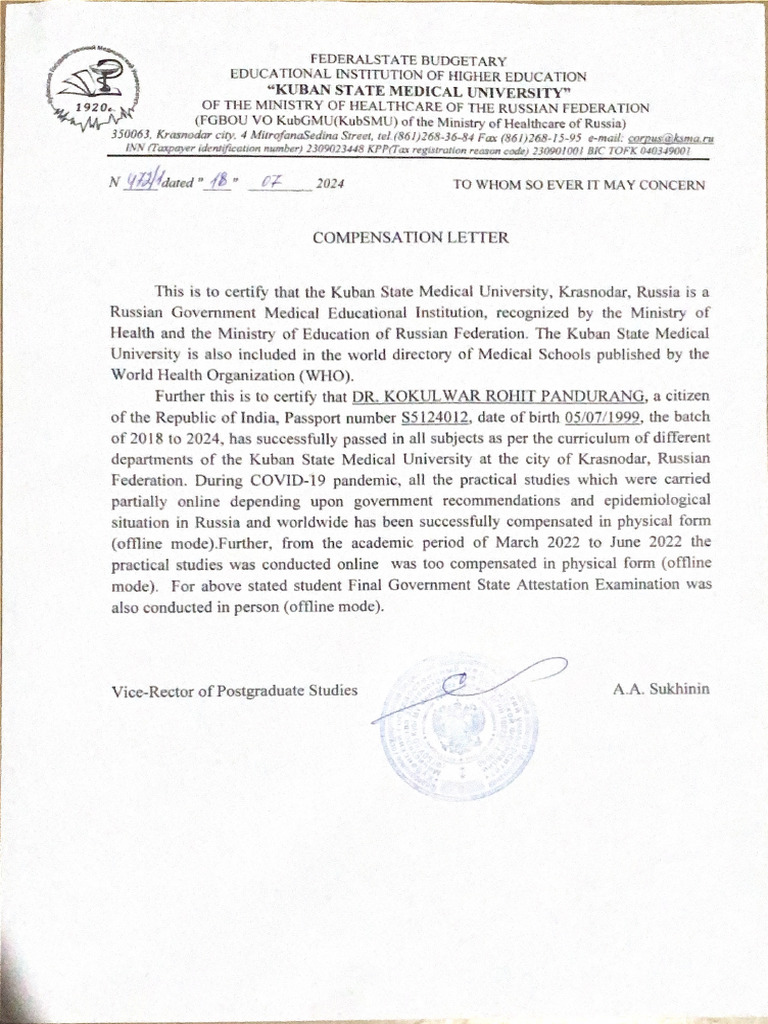 Compensation Letter | PDF