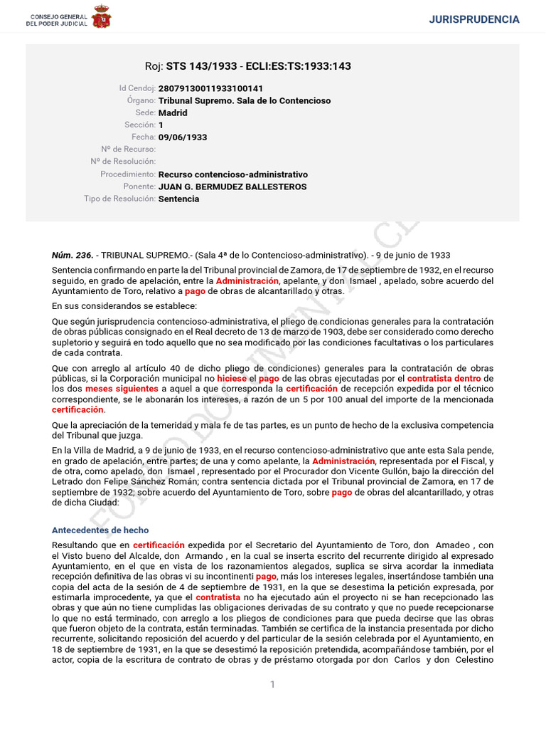 STS_143_1933 | PDF | Sentencia (ley) | Caso de ley