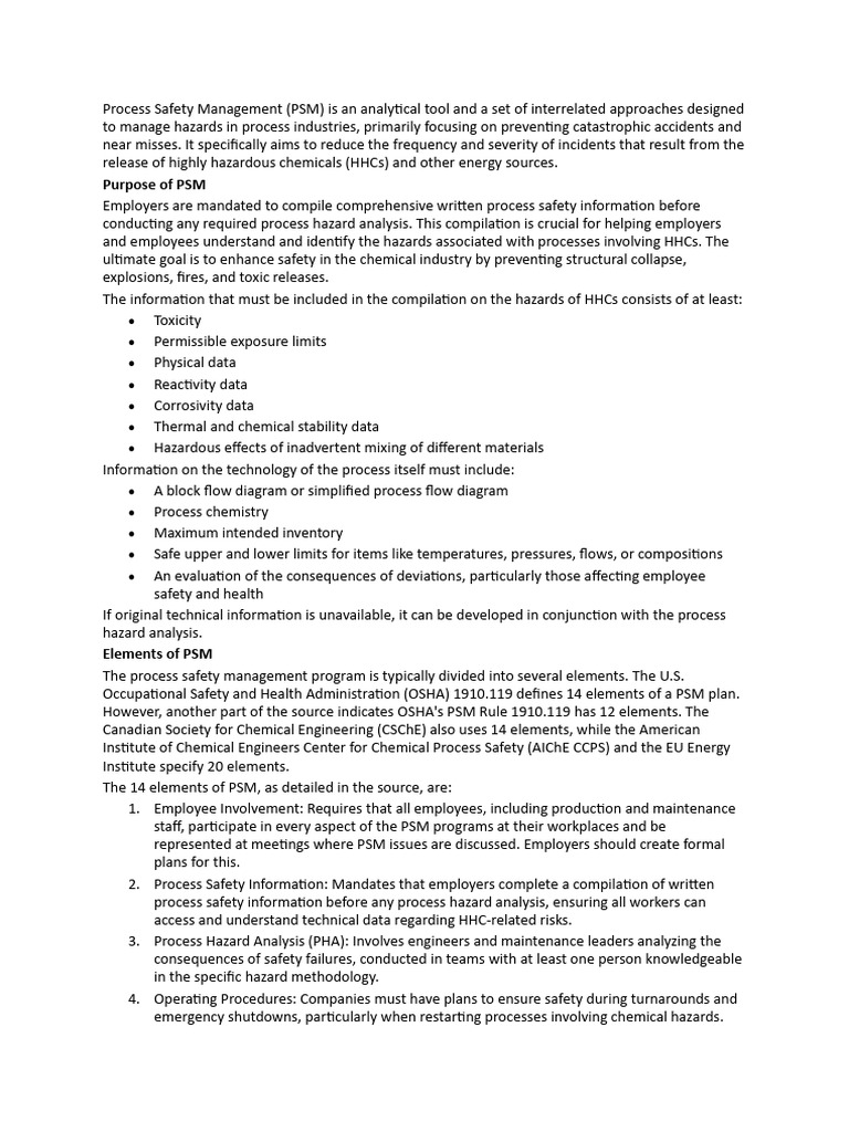Process Safety Management Overview | PDF | Risk | Safety