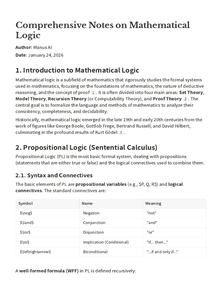 Mathematical Logic Overview and Concepts | PDF | Mathematical Logic ...