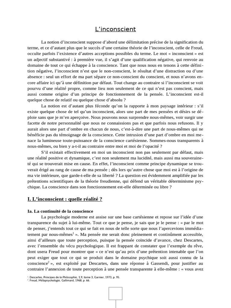 Comprendre l'inconscient : définitions et enjeux | PDF | Inconscient ...