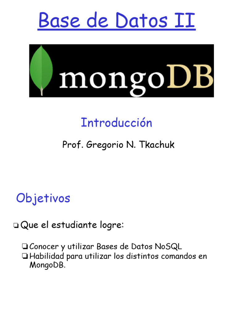 Base de Datos 1 | PDF | Mongo Db | Bases de datos