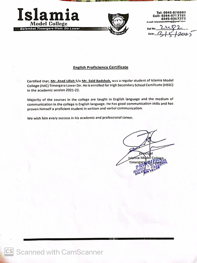 English Proficiency Letter.. | PDF
