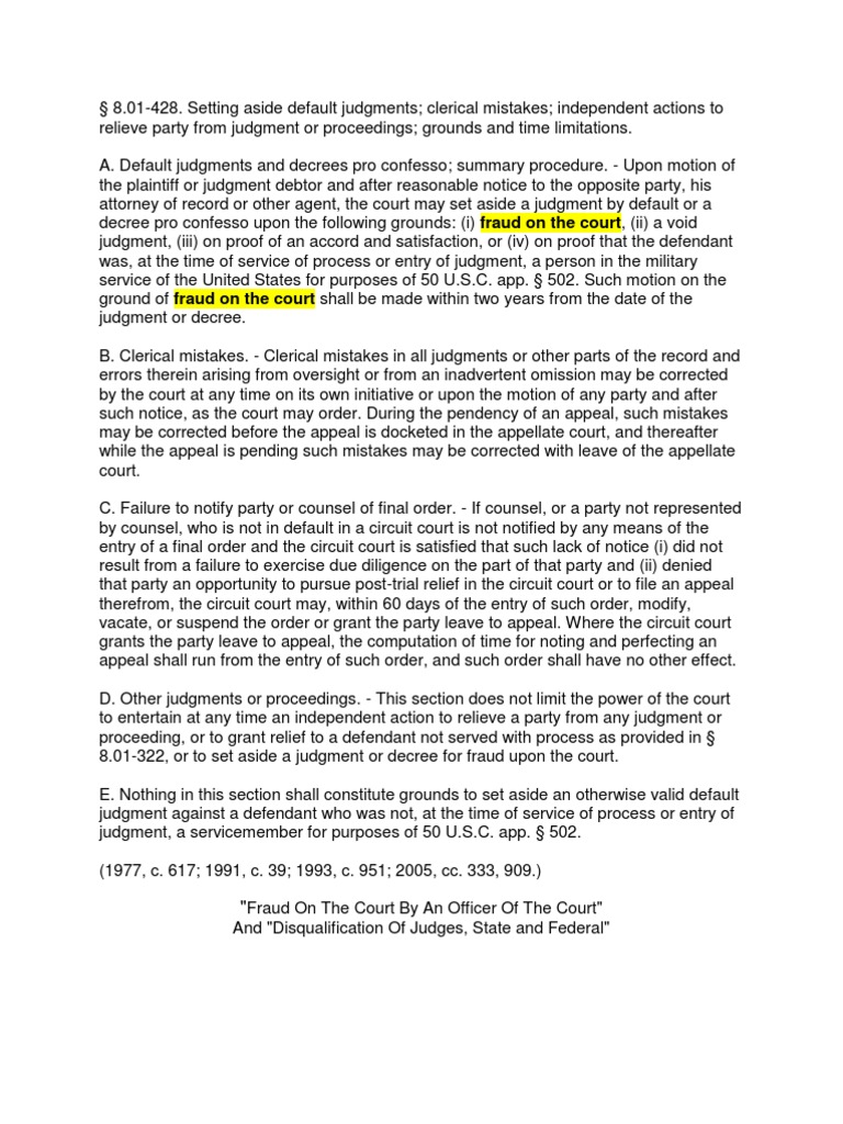 Fraud On The Court Questions 6.29 | Download Free PDF | Judicial ...