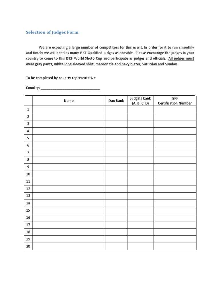 Judges Form | PDF