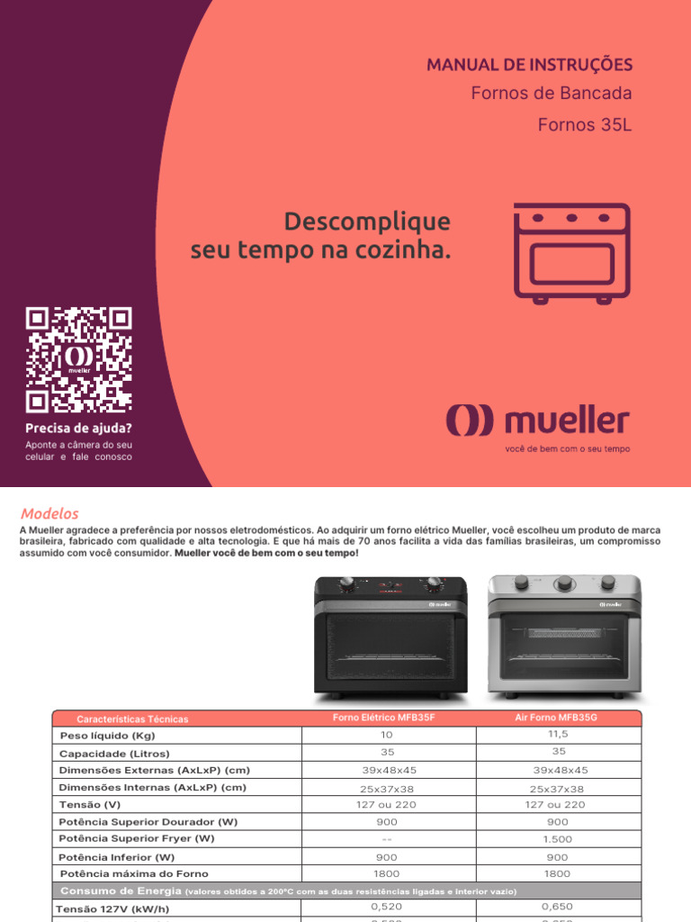 110000895-Manual de Instrucoes Air Forno 35L | PDF | Forno