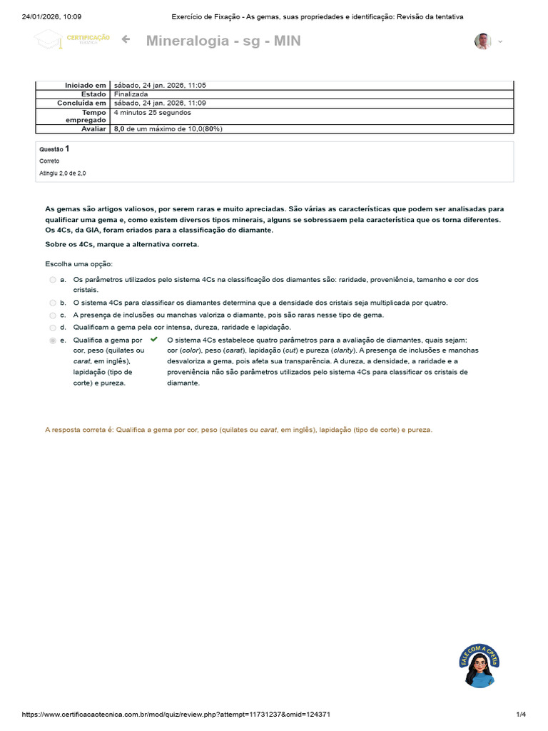 Exercício de Fixação - As Gemas, Suas Propriedades e Identificação ...