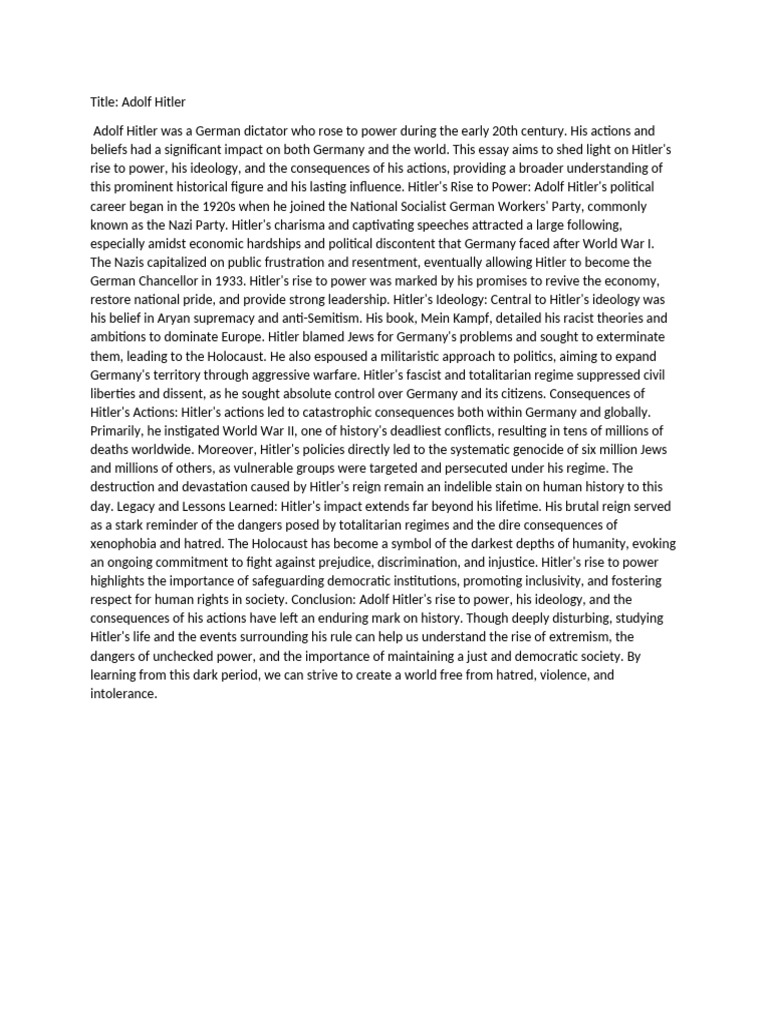 Adolf Hitler: Rise, Ideology, Consequences | PDF | Adolf Hitler | Nazism