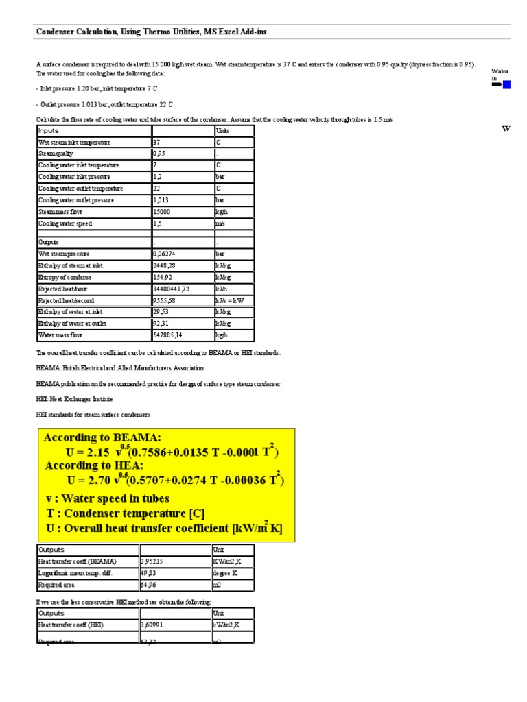 Condenser Calculation, Using Thermo Utilities v2 | PDF