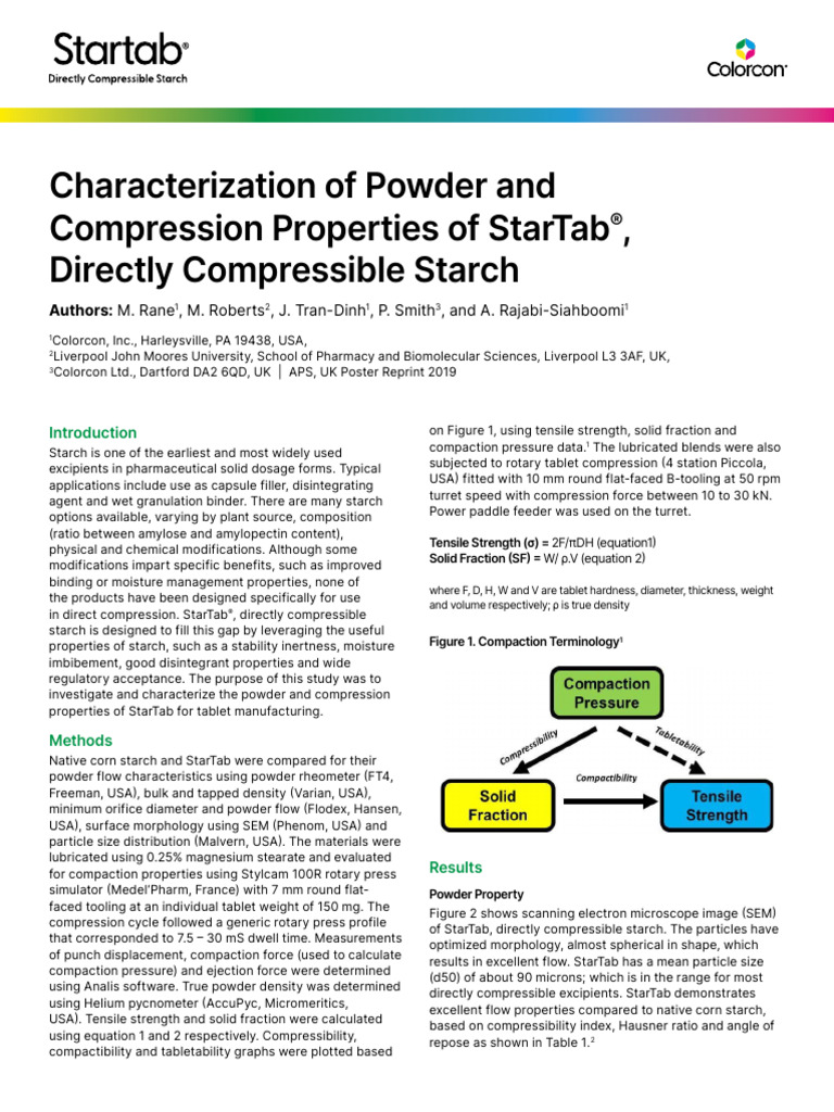 Colorcon Startab Poster 2019 | PDF | Tablet (Pharmacy)