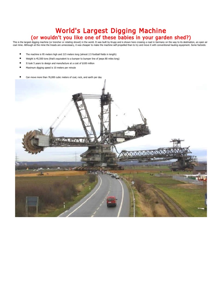World's Largest Digging Machine Facts | PDF
