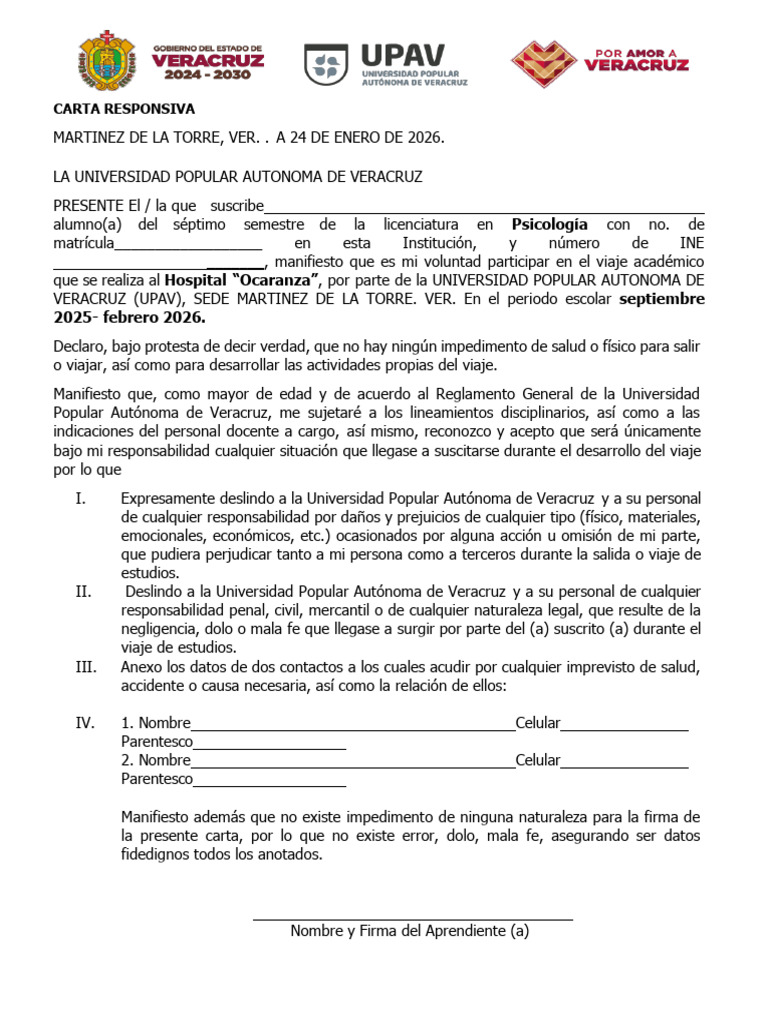 Carta Responsiva2026 | PDF