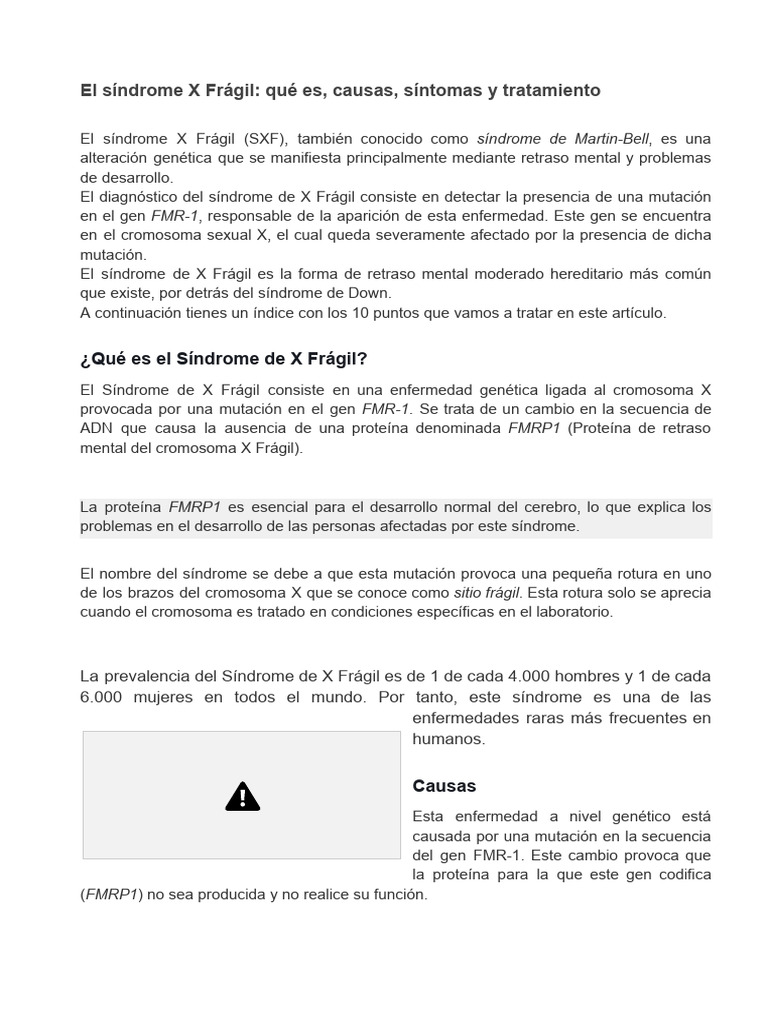 Síndrome X Frágil: causas y síntomas | PDF | Discapacidad intelectual ...