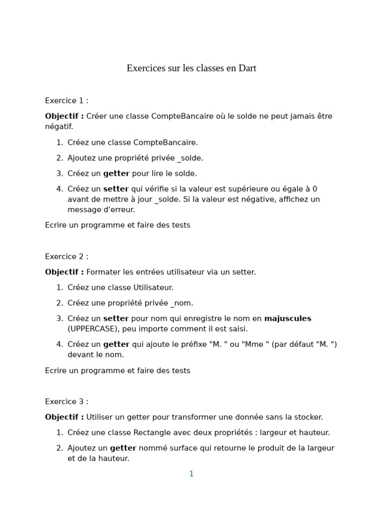 Exercices de classes en Dart | PDF | Salaires