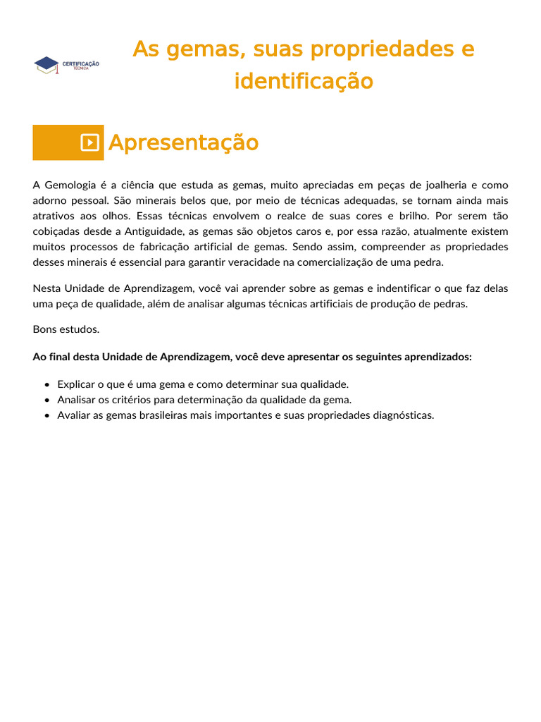 As Gemas, Suas Propriedades e Identificação | PDF | Gema (Mineralogia ...