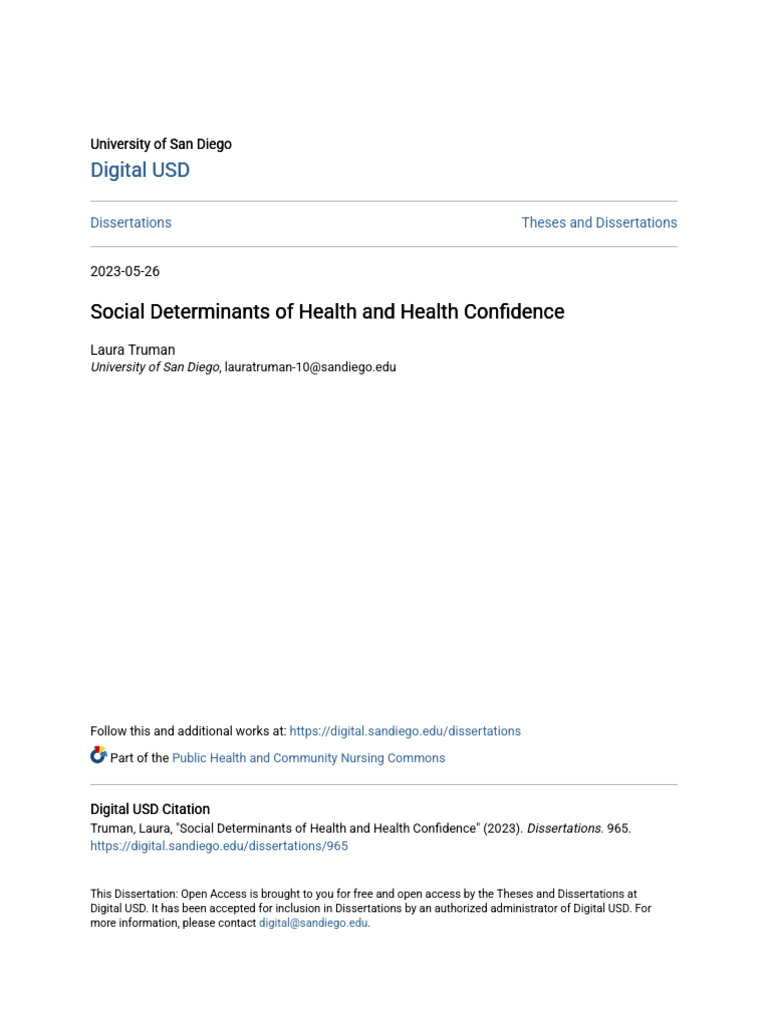 Social Determinants of Health and Health Confidence | PDF | Chronic ...