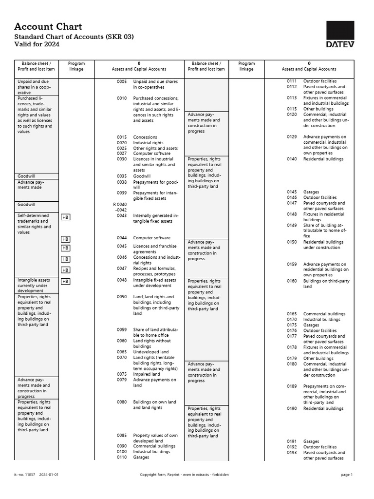 2024 Standard Chart of Accounts SKR 03 | PDF | Balance Sheet | Equity ...