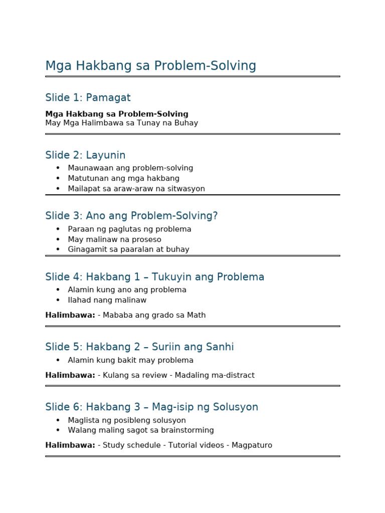 Mga Hakbang Sa Problem-Solving (May Real-Life Examples) | PDF