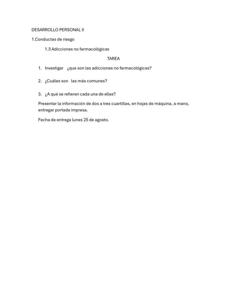 TAREA.1.3.Adicciones No Farmacológicas | PDF