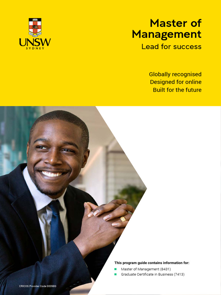 Online Master of Management at UNSW | PDF | Entrepreneurship | Analytics